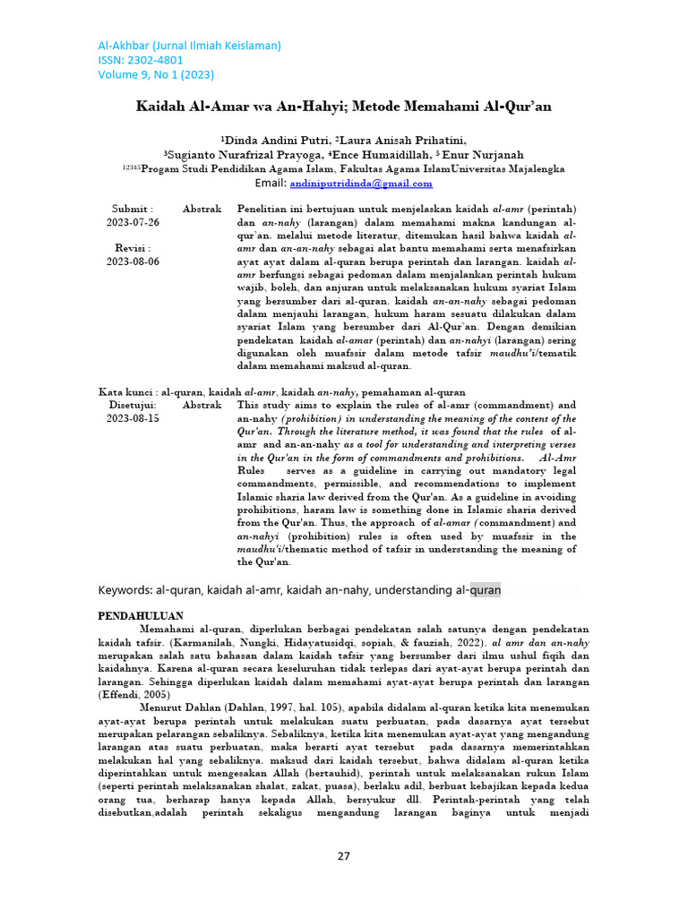 Kaidah Al-Amr Dan An-Nahy | PDF