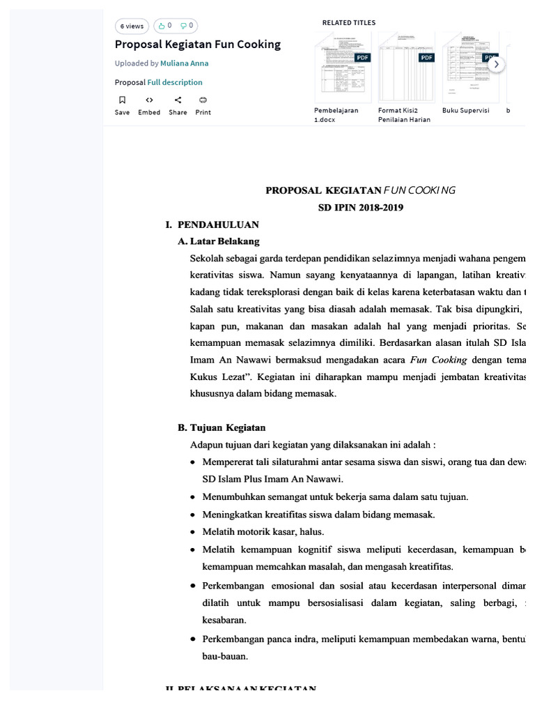 PDF Proposal Kegiatan Fun Cooking Compress | PDF