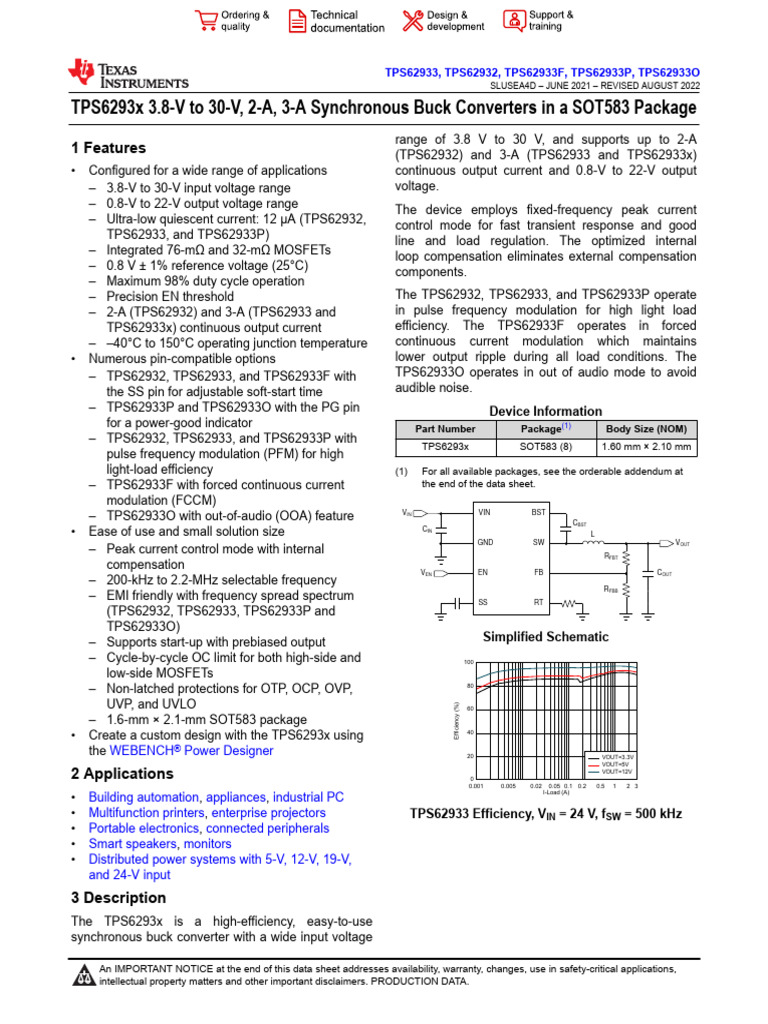 Tps 62932 | PDF | Electrical Engineering | Electricity