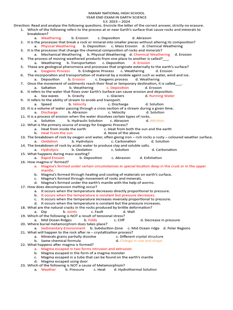 Earth Science Exam: Life Timeline Concepts | PDF | Magma | Plate Tectonics