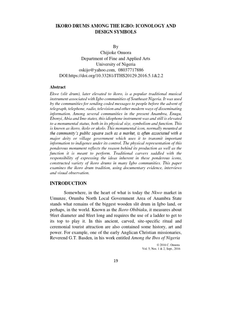 Ikoro Drums Among The Igbo | PDF