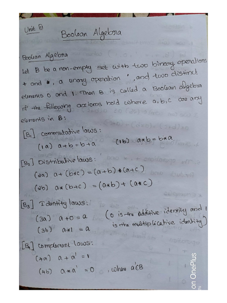 Bca1st Sem Unit3 - (Boolean Algebra) | PDF