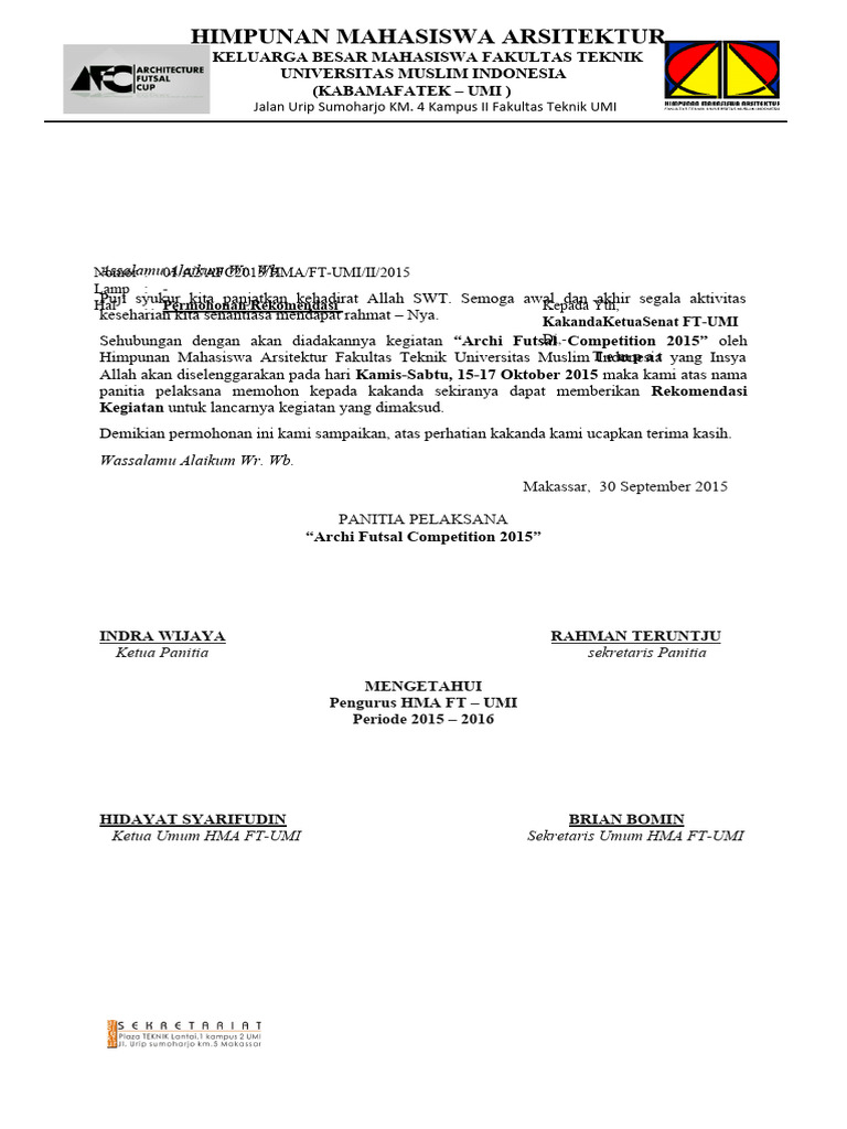 Surat Rekomendasi AFC 1 | PDF