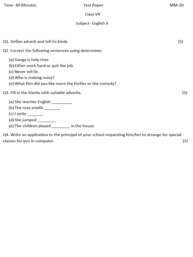 English 2 Question Paper | PDF