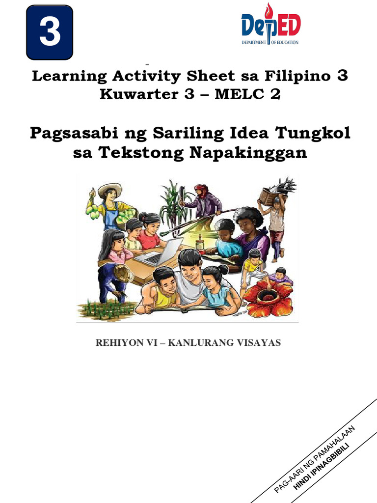 Filipino 3 - Kuwarter 3 - LAS 2 - Pagsasabi NG Sariling Ideya Tungkol ...