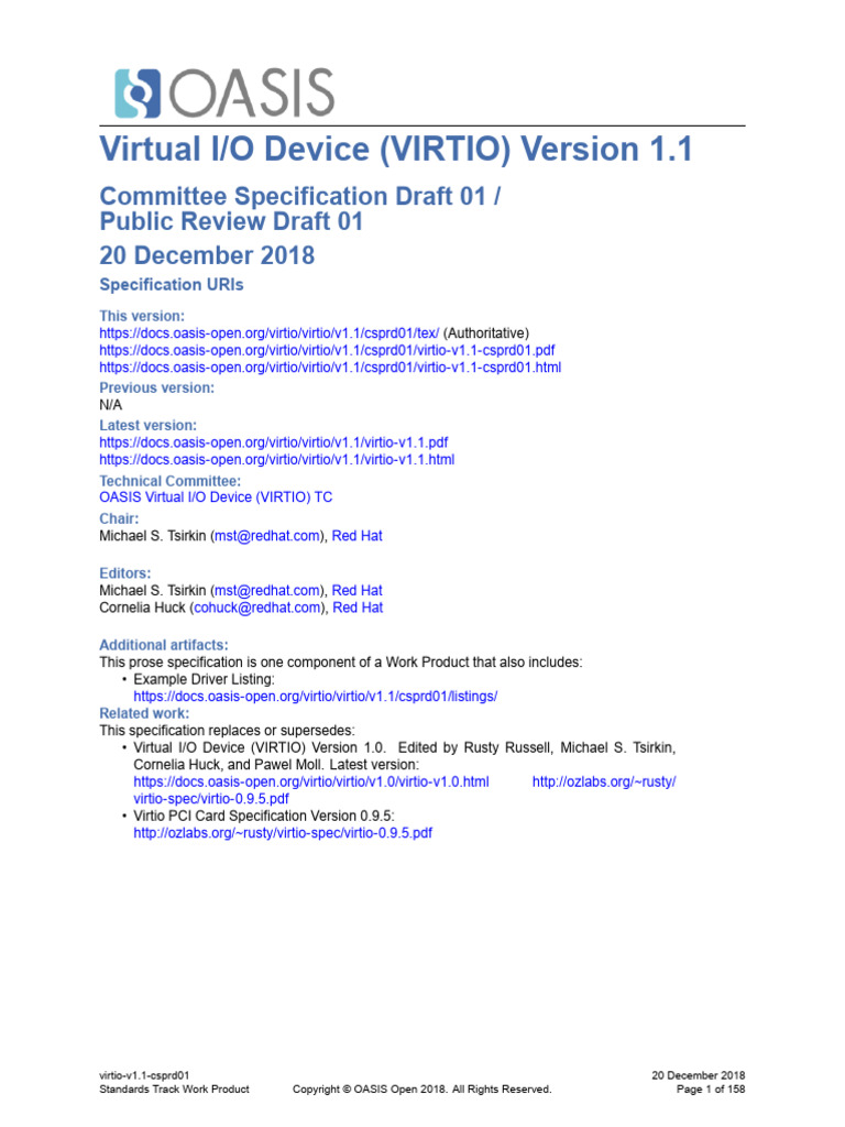 Virtio v1.1 csprd01 | PDF