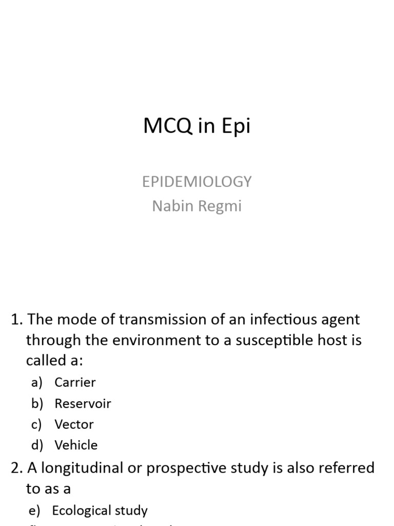 MCQ Epi | PDF | Epidemiology | Infection