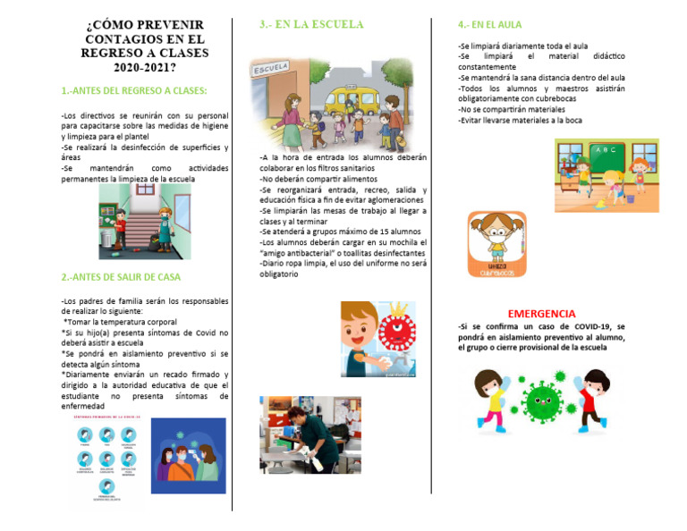 Triptico Sobre Protocolo para Prevenir Contagios | PDF | Medicina | Especialidades Medicas