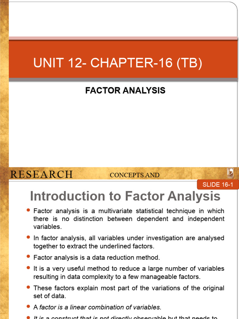 Unit 12 | PDF | Factor Analysis | Principal Component Analysis