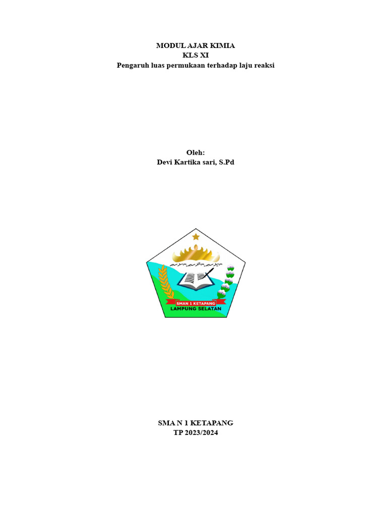 MODUL AJAR Pengaruh Luas Permukaan Pada Laju RX | PDF