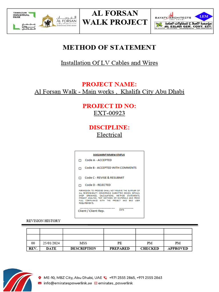 MSS For Installation of Under Ground LV Cables For External Services | PDF