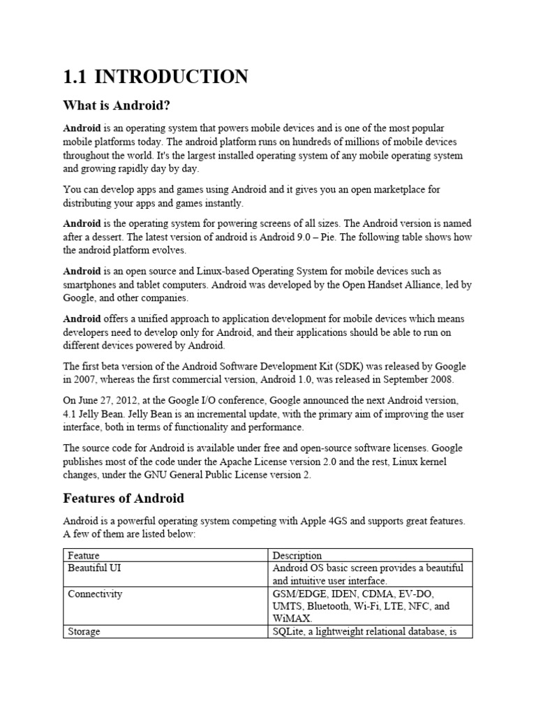 Introduction To Mobile App Dev Pdf Android Operating System Mobile App