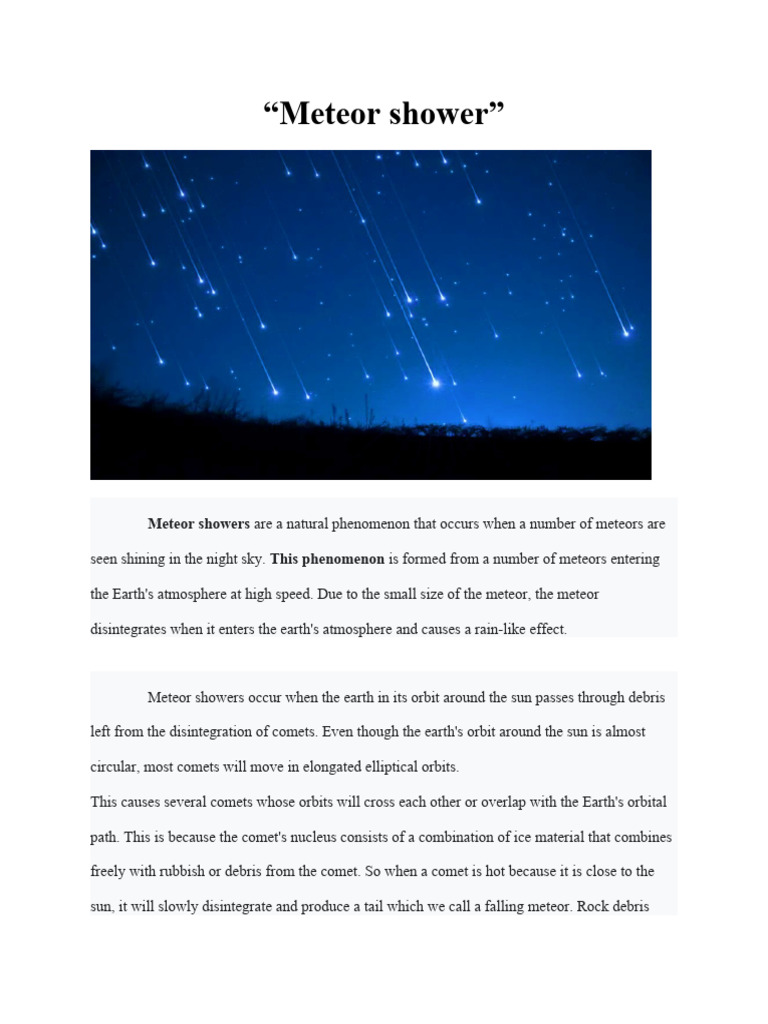Meteor Shower Effects Explained | PDF