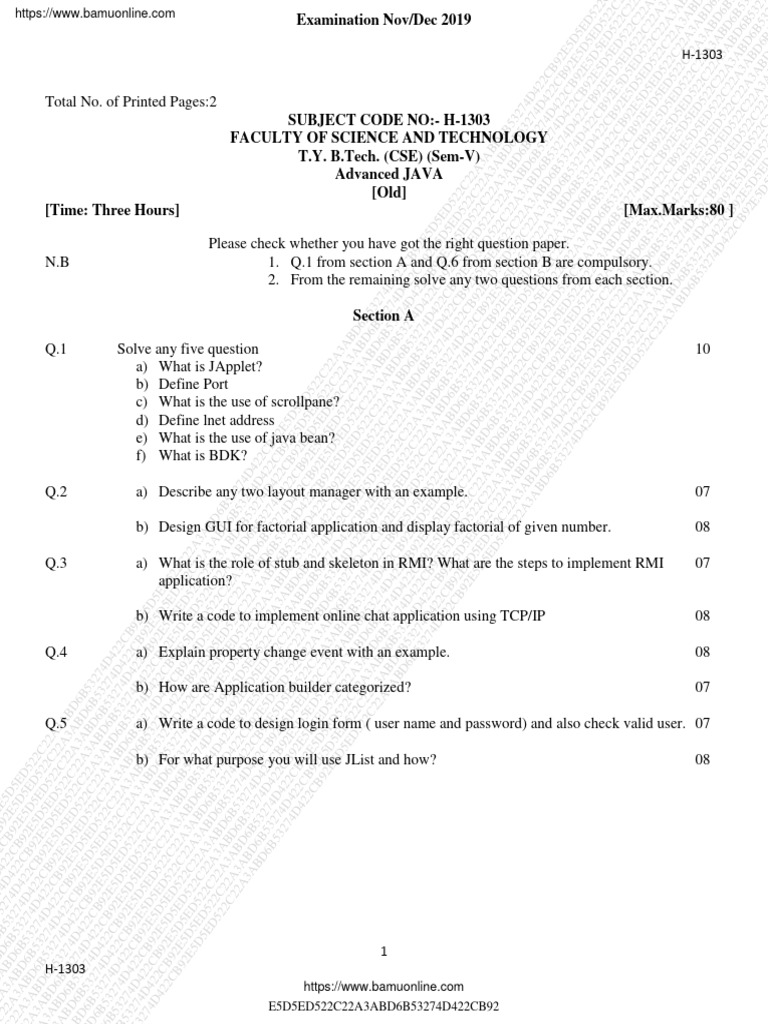 Advanced Java H 1303 Dec 2019 | PDF