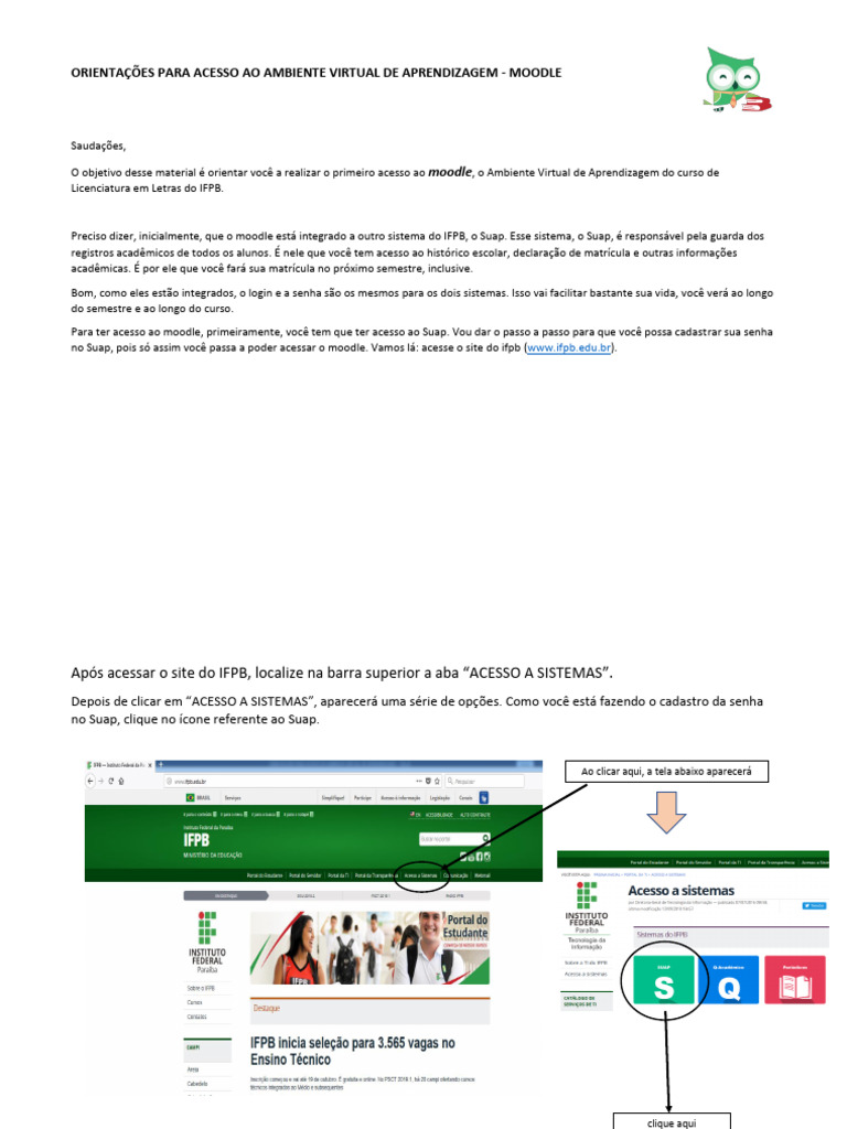 Tutorial para Acesso Ao Ambiente Virtual de Aprendizagem | PDF | Senha | Informática