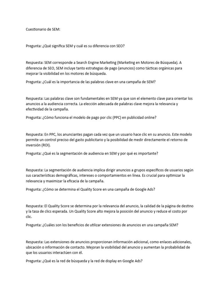 Significado y Claves del SEM | PDF | Marketing de motores de búsqueda ...