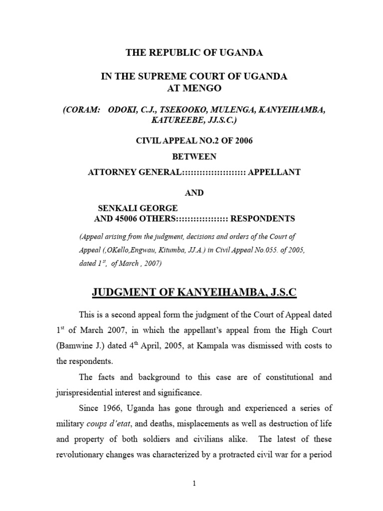 Attorney General V Senkali George 45006 Ors (Civil Appeal No 2 of 2006 ...
