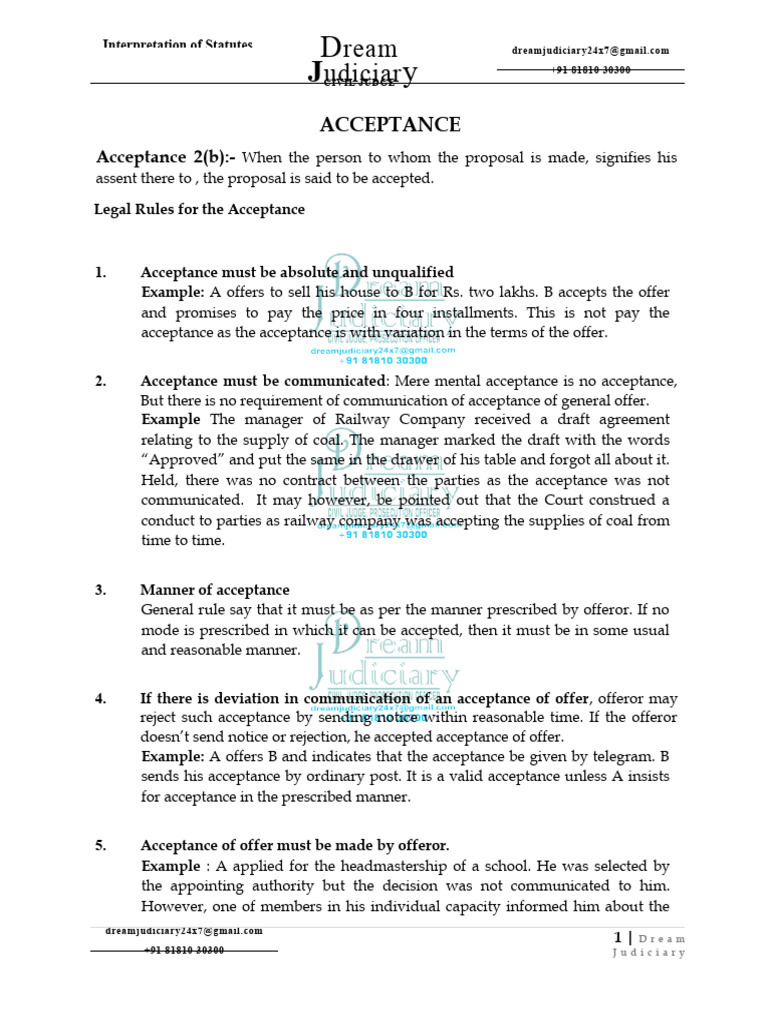 Contract-Acceptance | PDF | Offer And Acceptance | Contract Law