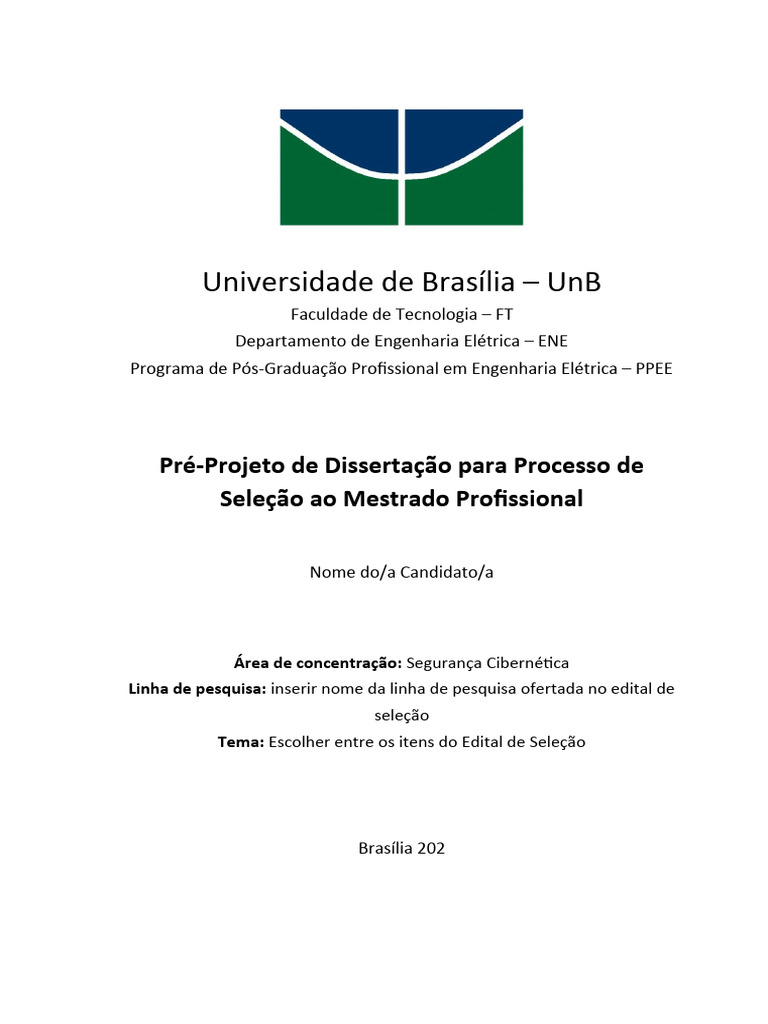 Modelo Pre Projeto 1 | Download grátis PDF | Mestrado | Pós-graduação