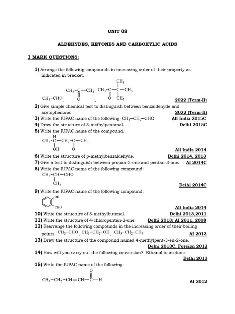 Unit 08 PDF | PDF | Aldehyde | Acid