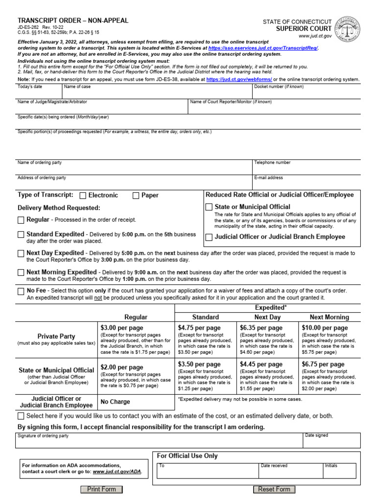 Transcript Order Non-Appeal | PDF | Federal Judiciary Of The United ...