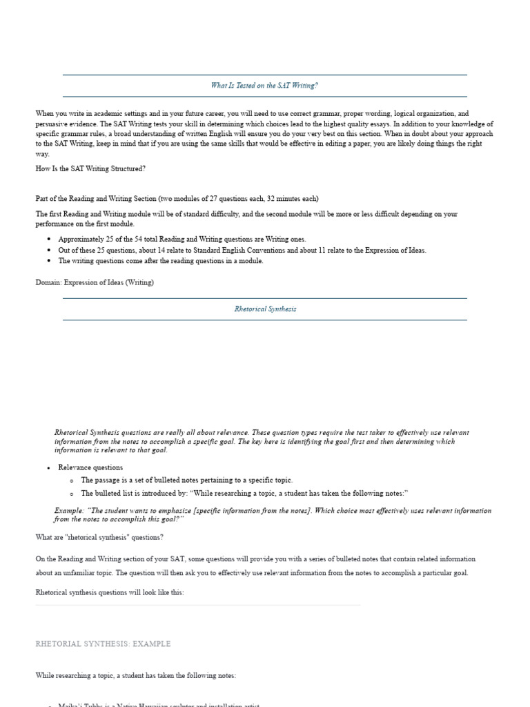 SAT Writing: Mastering Rhetorical Synthesis | PDF | Sat | Muckraker