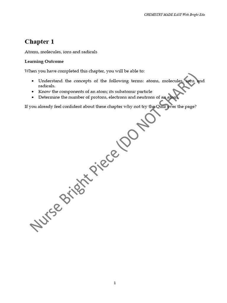 Essence Chemistry Book | PDF | Atoms | Proton