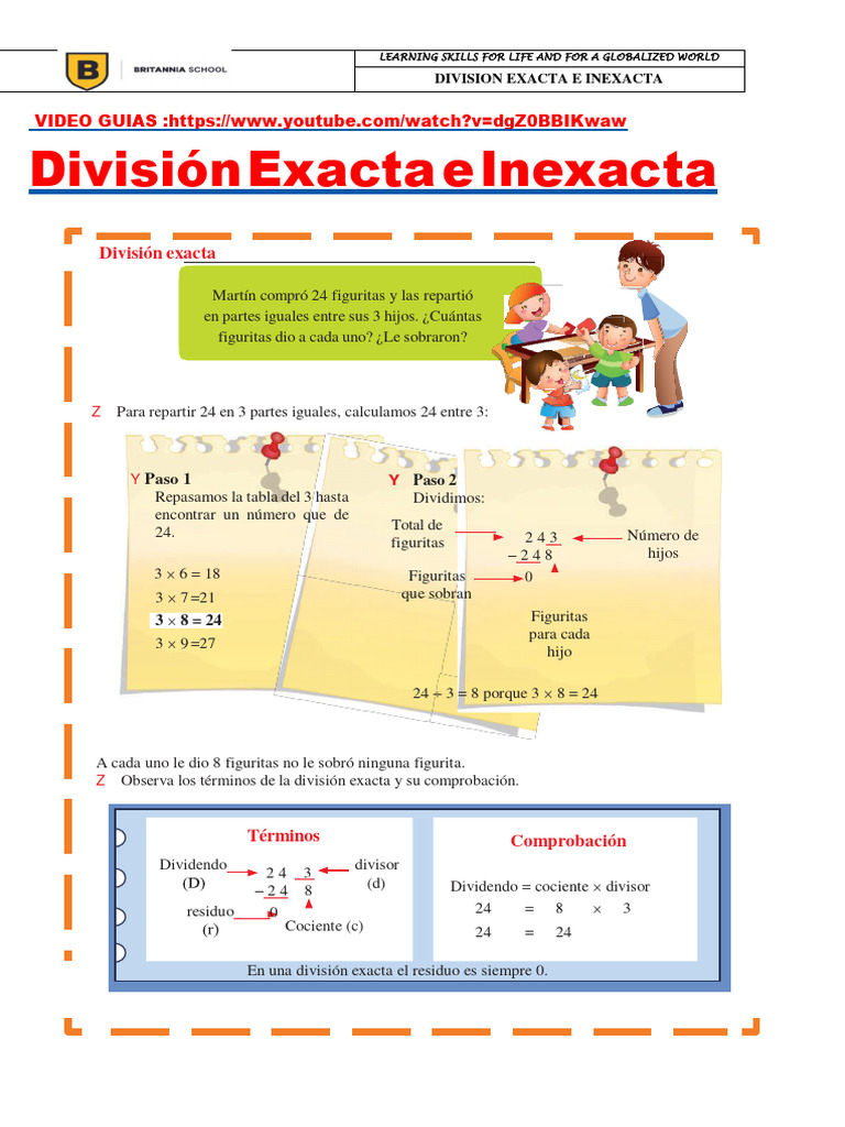 Divisiones Exactas e Inexactas para Niños | PDF | División (Matemáticas ...