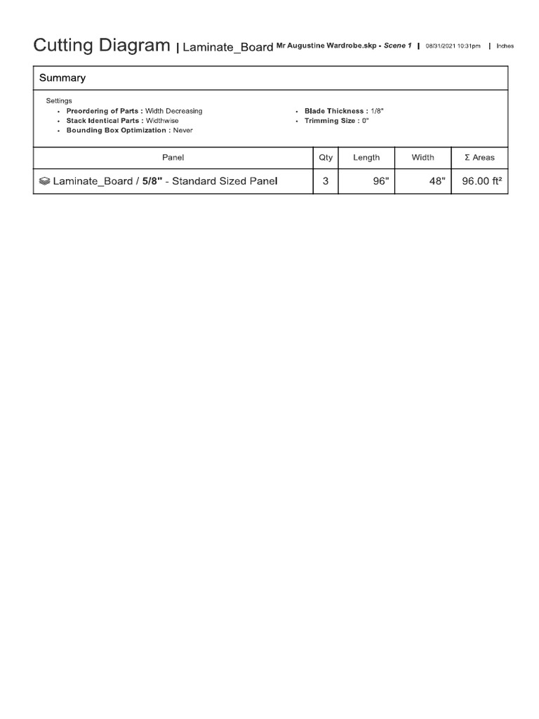 Wardrobe Cutting Diagram | PDF