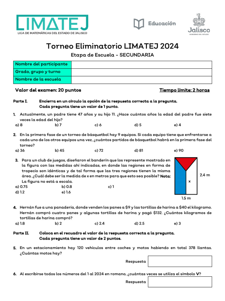 Torneo Limatej 2024 Etapa Escuela - Secundaria | PDF