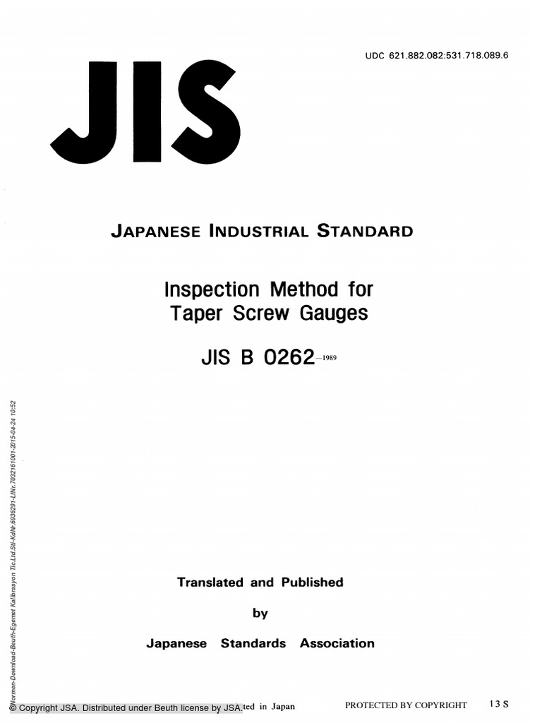 Jis B 0262 1989 | PDF | Government Information | Document