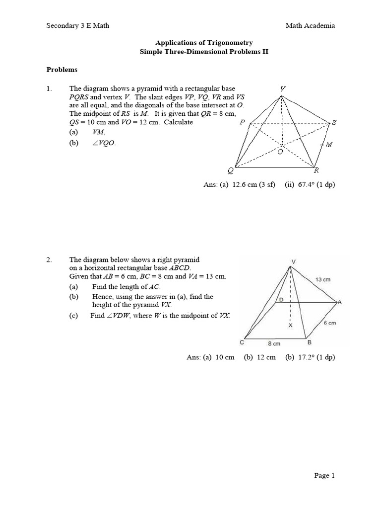 Simple Three-Dimensional Problems 2 | PDF