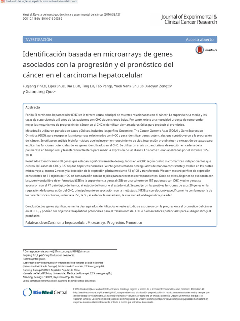Microarreglos de carcinoma hepatocelular..en.es | PDF | Cáncer ...