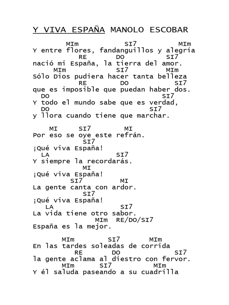 Y Viva España Manolo Escobar | PDF