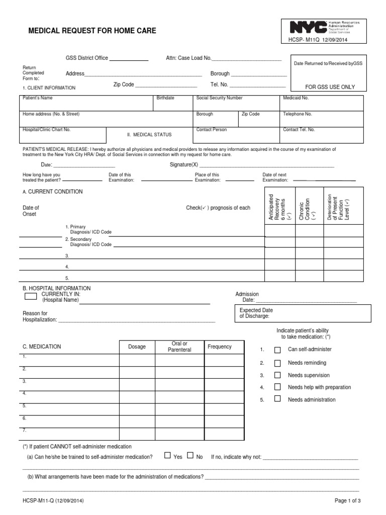 Home Care Request Form | Download Free PDF | Health Professional | Hospital