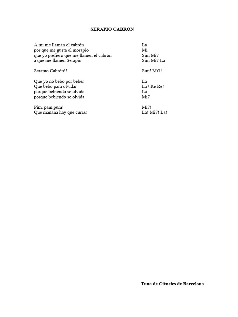 Serapio Cabrón: Letras y Morapio | PDF