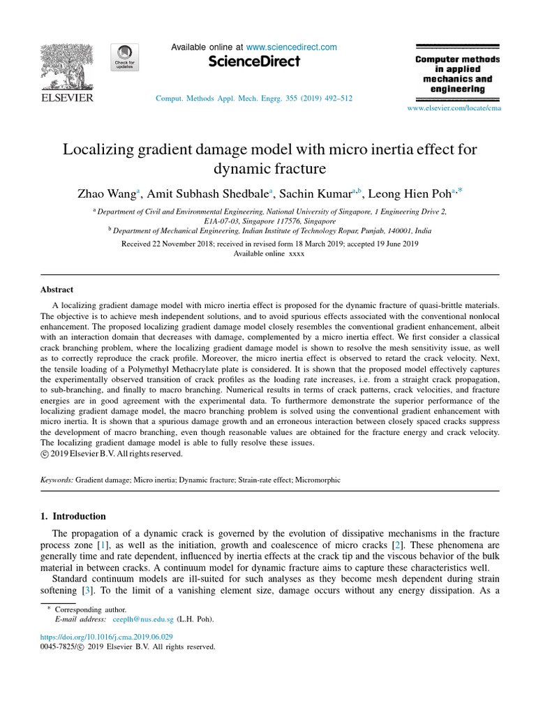Localizing Gradient Damage Model With Micro Inertia Effect For Dynamic Fracture | PDF | Fracture ...