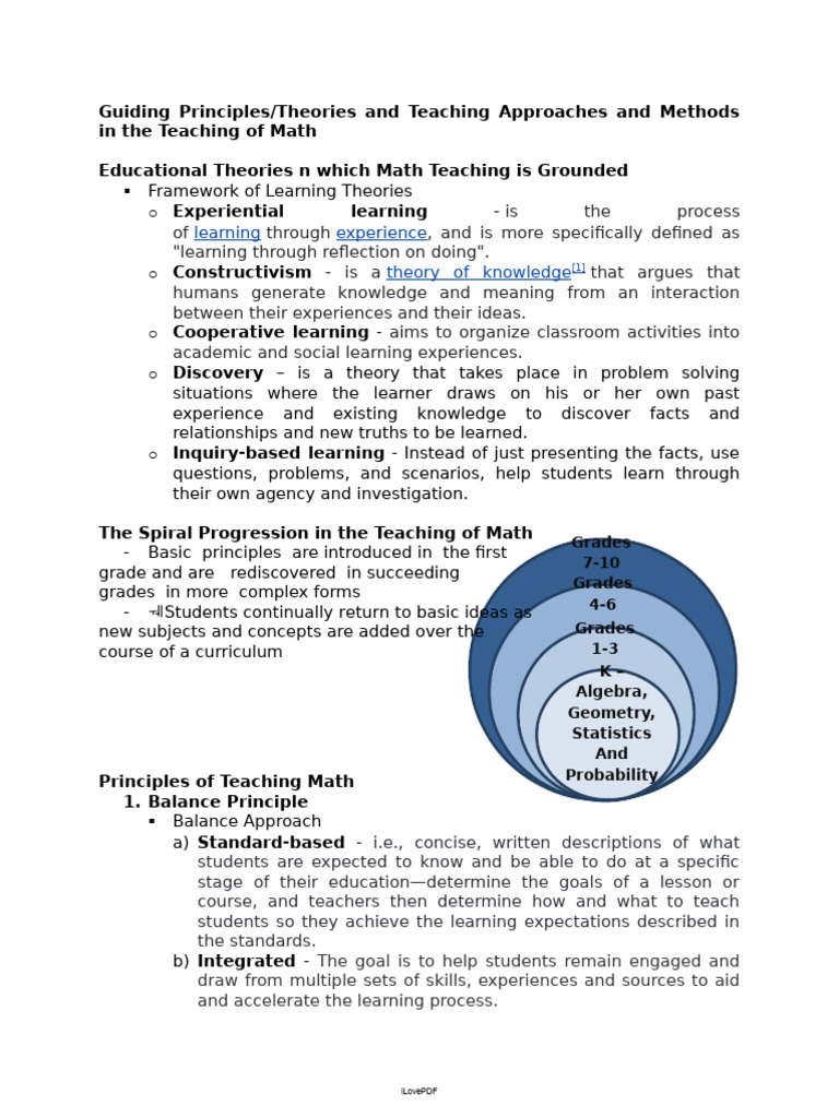 Principles of Teaching | PDF | Mathematics | Constructivism (Philosophy Of Education)