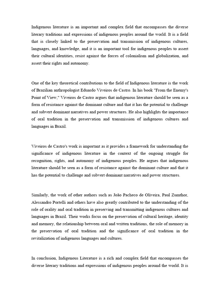Indigenous Literature Is An Important and Complex Field That ...