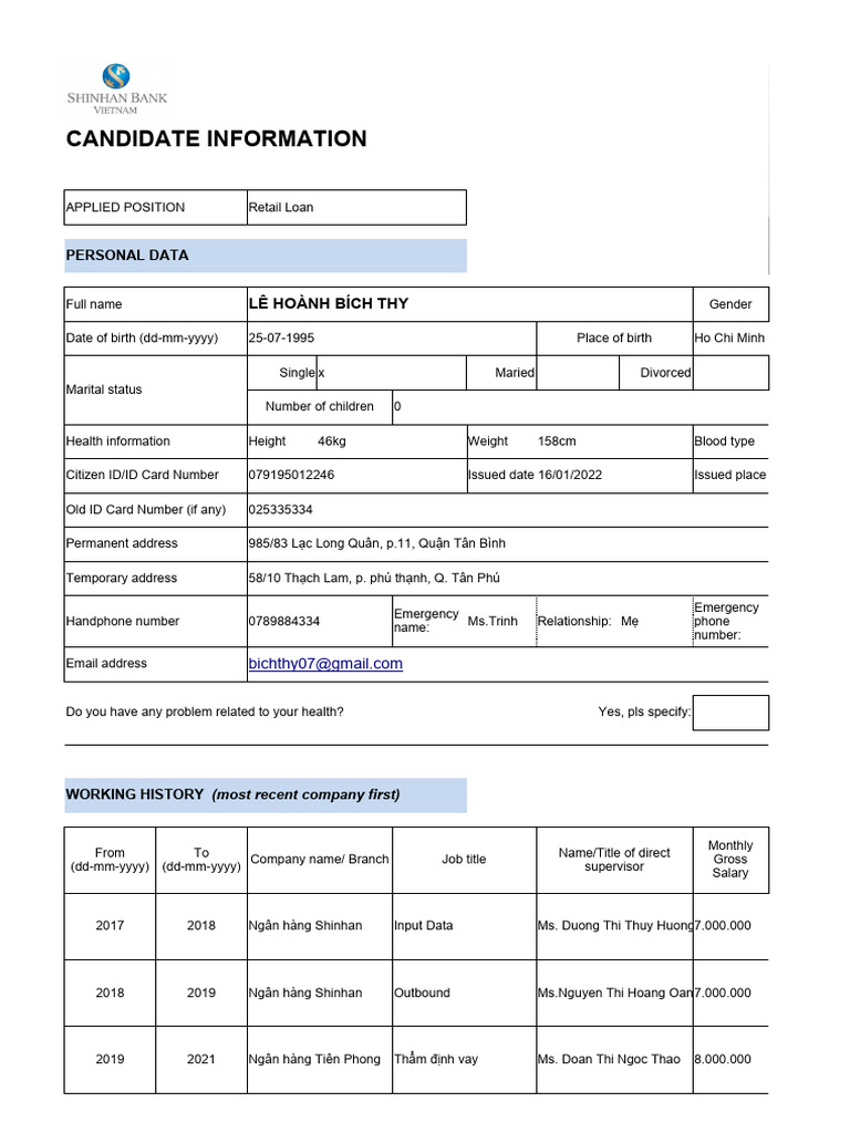 Interview Information Form | PDF