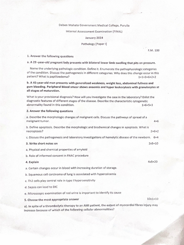 Pathology Paper 1 | PDF