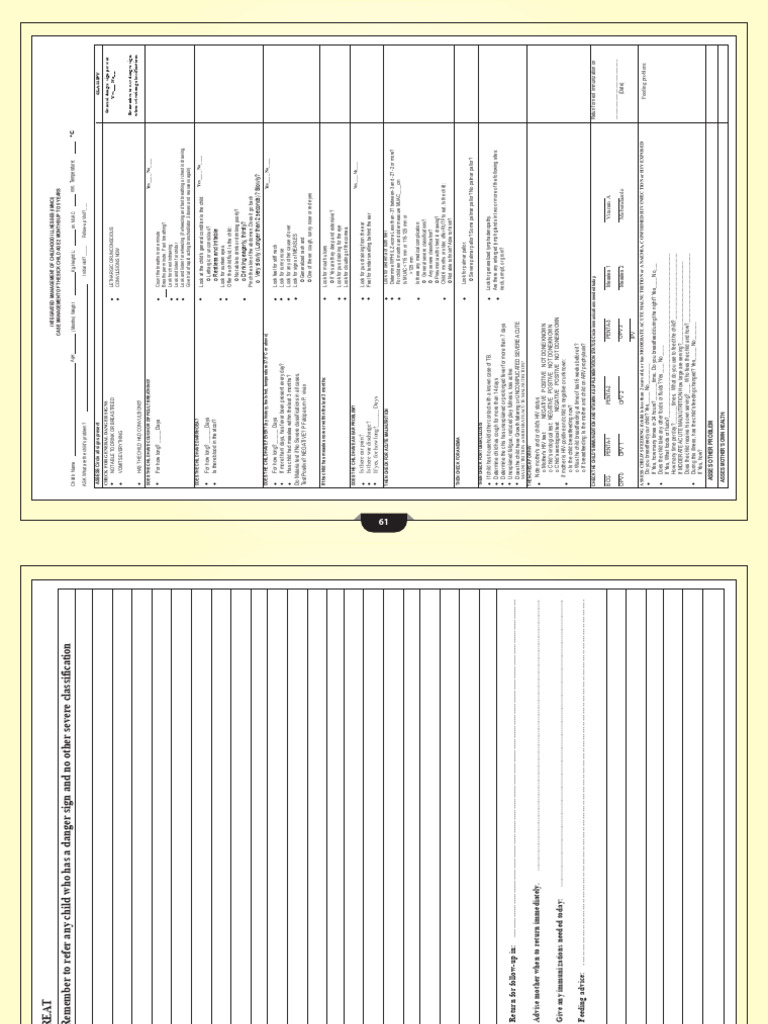 Imci Recording Form | PDF | Breastfeeding | Infants