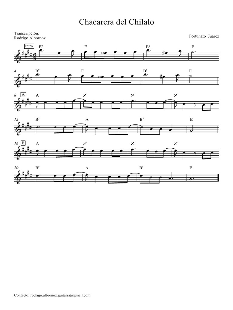 Chacarera Del Chilalo - Partitura Completa | PDF