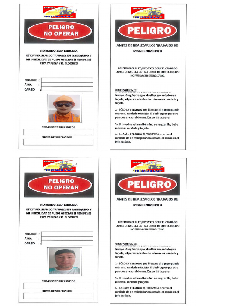 Tarjetas De Bloqueo Y Rotulado Pdf