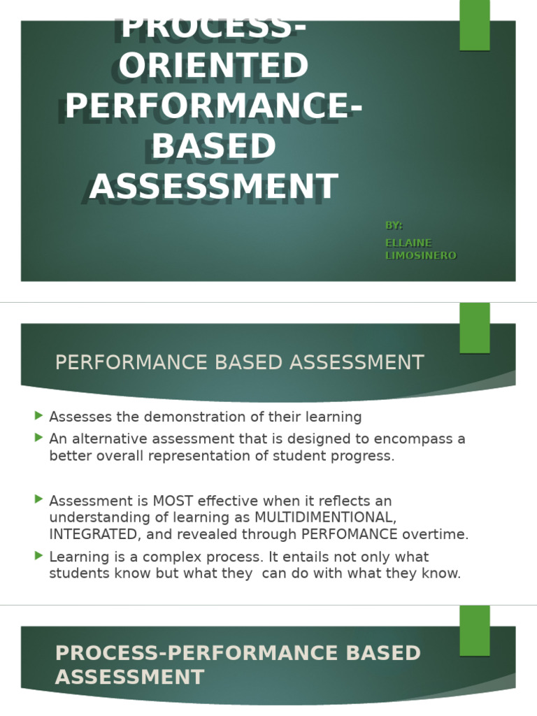 Assessment of Learning 2 Chapter 2 Process Oriented Performance Based ...