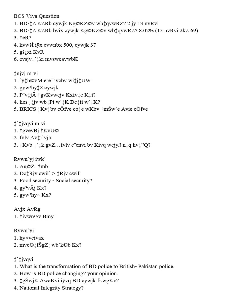 BCS Viva Questions | PDF | Economies
