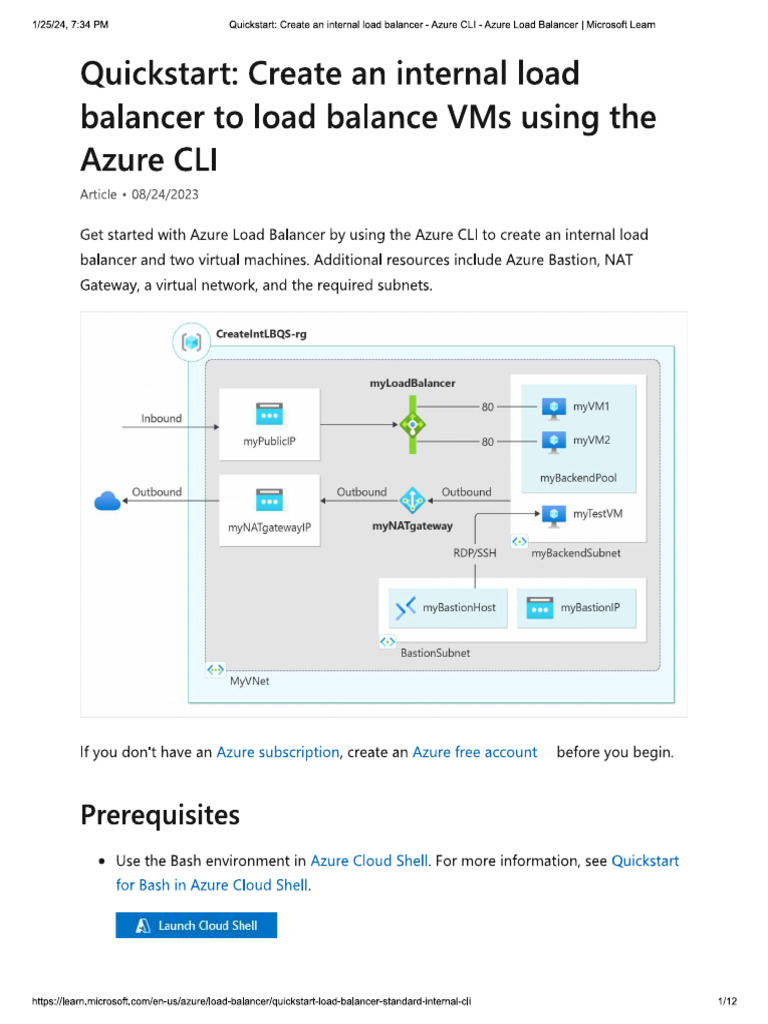 Create An Internal Load Balancer Via CLI | PDF