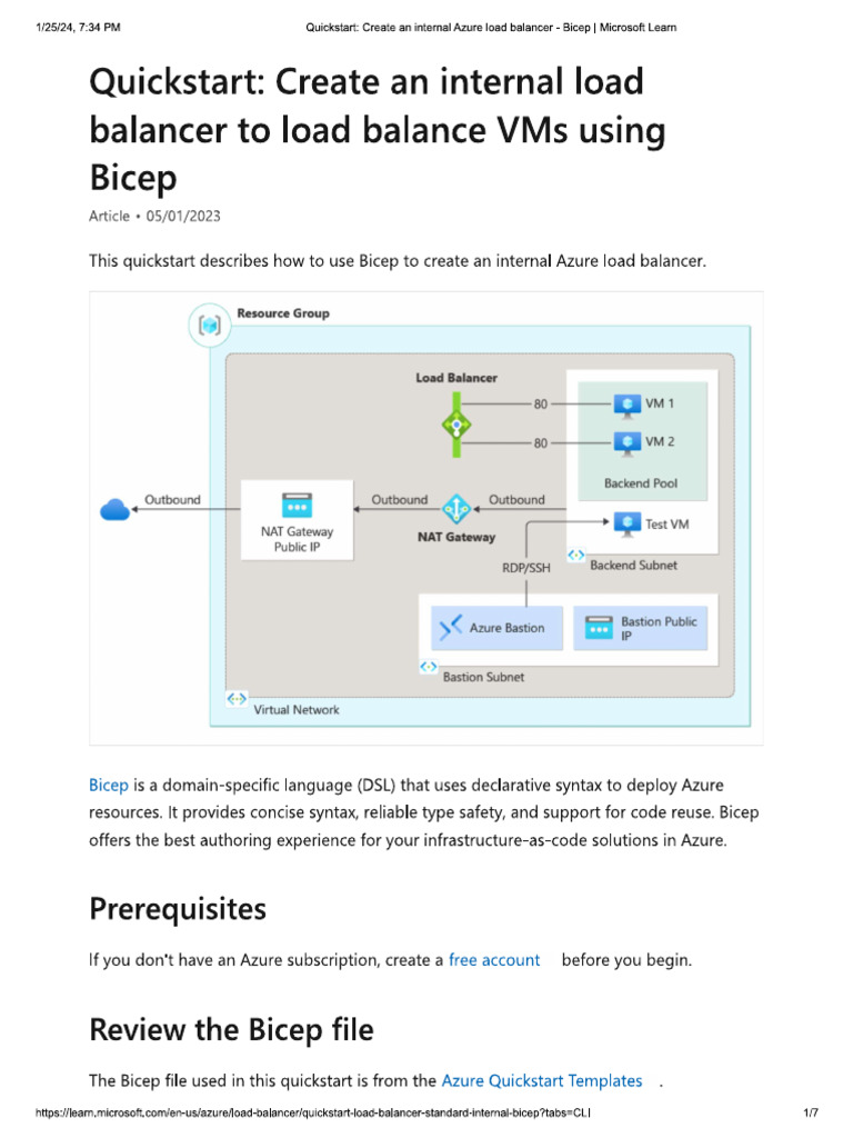 Create An Internal Load Balancer Via Bicep | PDF Create An Internal Load Balancer Via Bicep | PDF