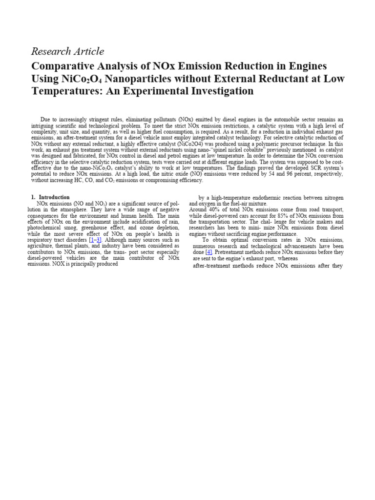 HINDAWI | PDF | N Ox | Exhaust Gas