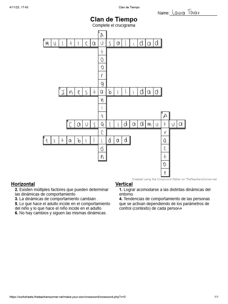 Clan de Tiempo Crucigrama | PDF
